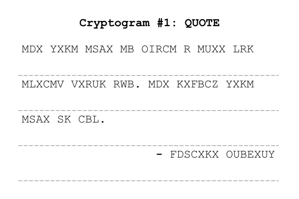 Free Printable Cryptogram Puzzles - Bailey's Puzzles