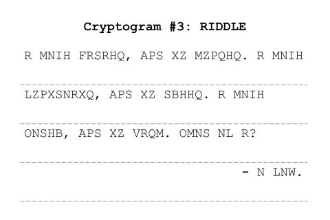 Free Printable Cryptogram Puzzles - Bailey's Puzzles