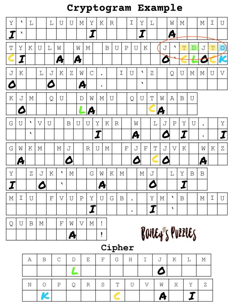 How To Solve Cryptograms methods Examples Bailey s Puzzles